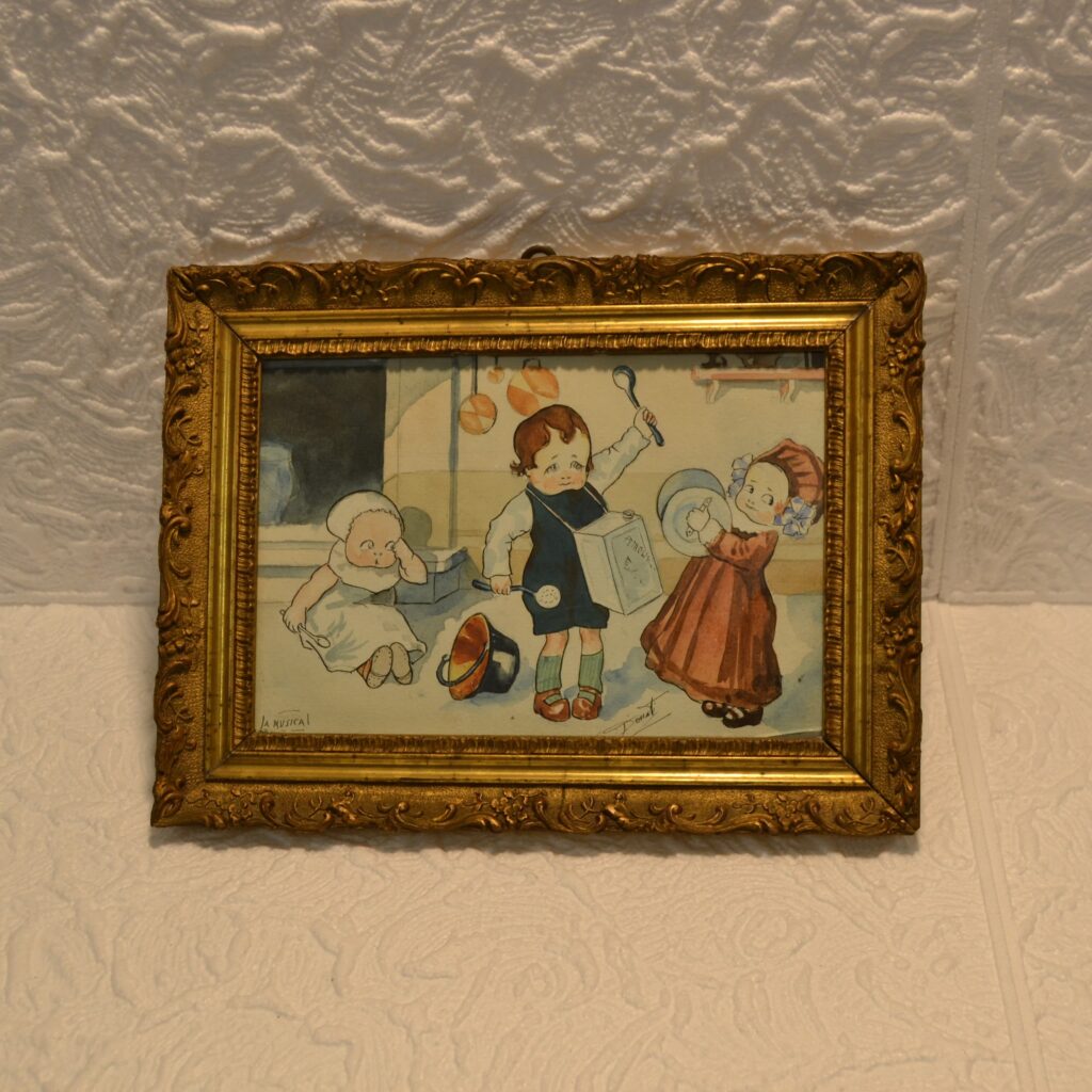 Acquerello Cornice Legno Oro INES DONATI Autografato (4) - Tilacino